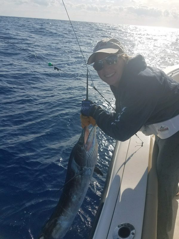 Elizabeth Lott with sailfish caught while live baiting off Palm Beach ...
