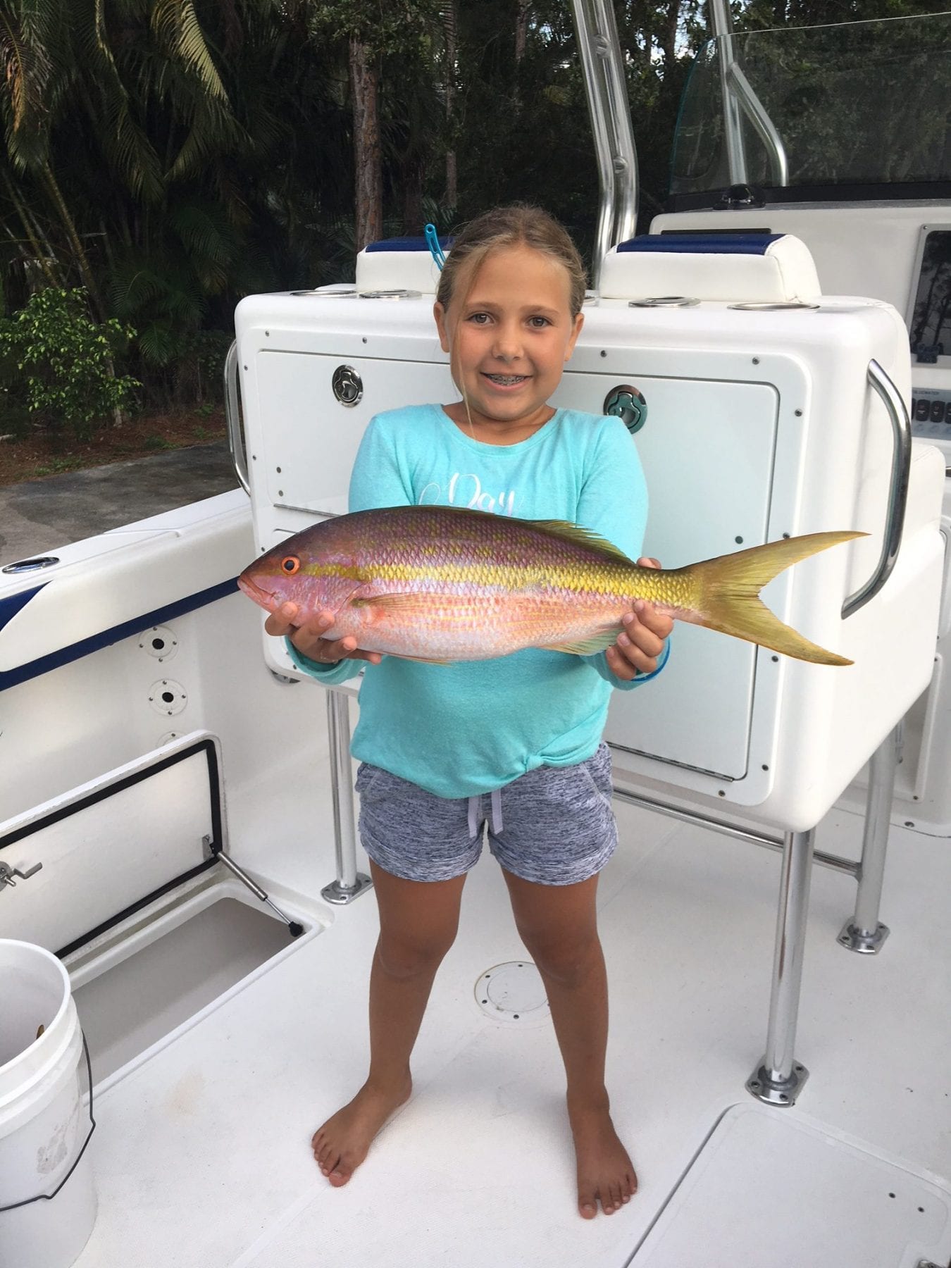 Jazlyn Ruiz, age 10, yellowtail fishing off Juno Beach using her new ...