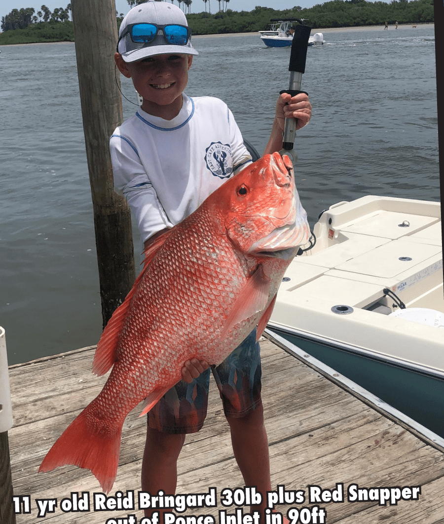 11 yr old Reid Bringard 30lb plus Red Snapper out of Ponce Inlet in ...