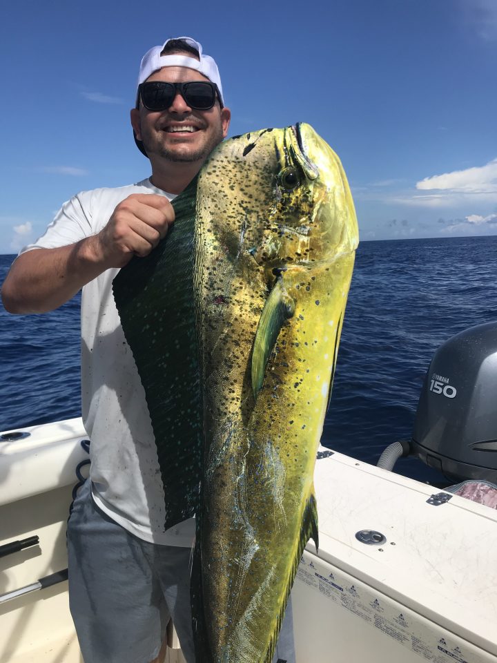 Jorge Nunez caught this 37 inch bull dolphin using live bait. He was ...