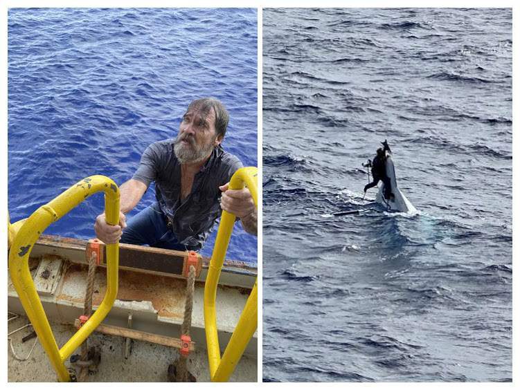 Crews rescue missing man clinging to capsized boat 86 miles off Port ...