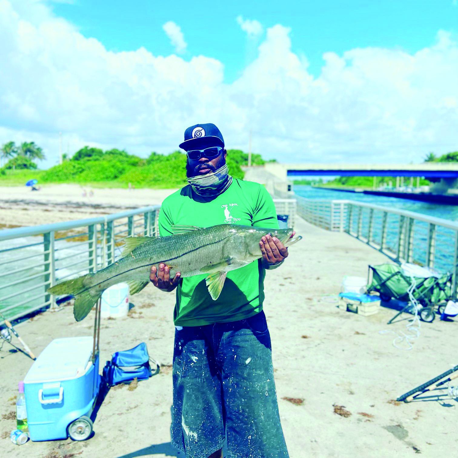 Kevin Woods “One Man One Rod” with a 40” snook near the Boynton Inlet ...