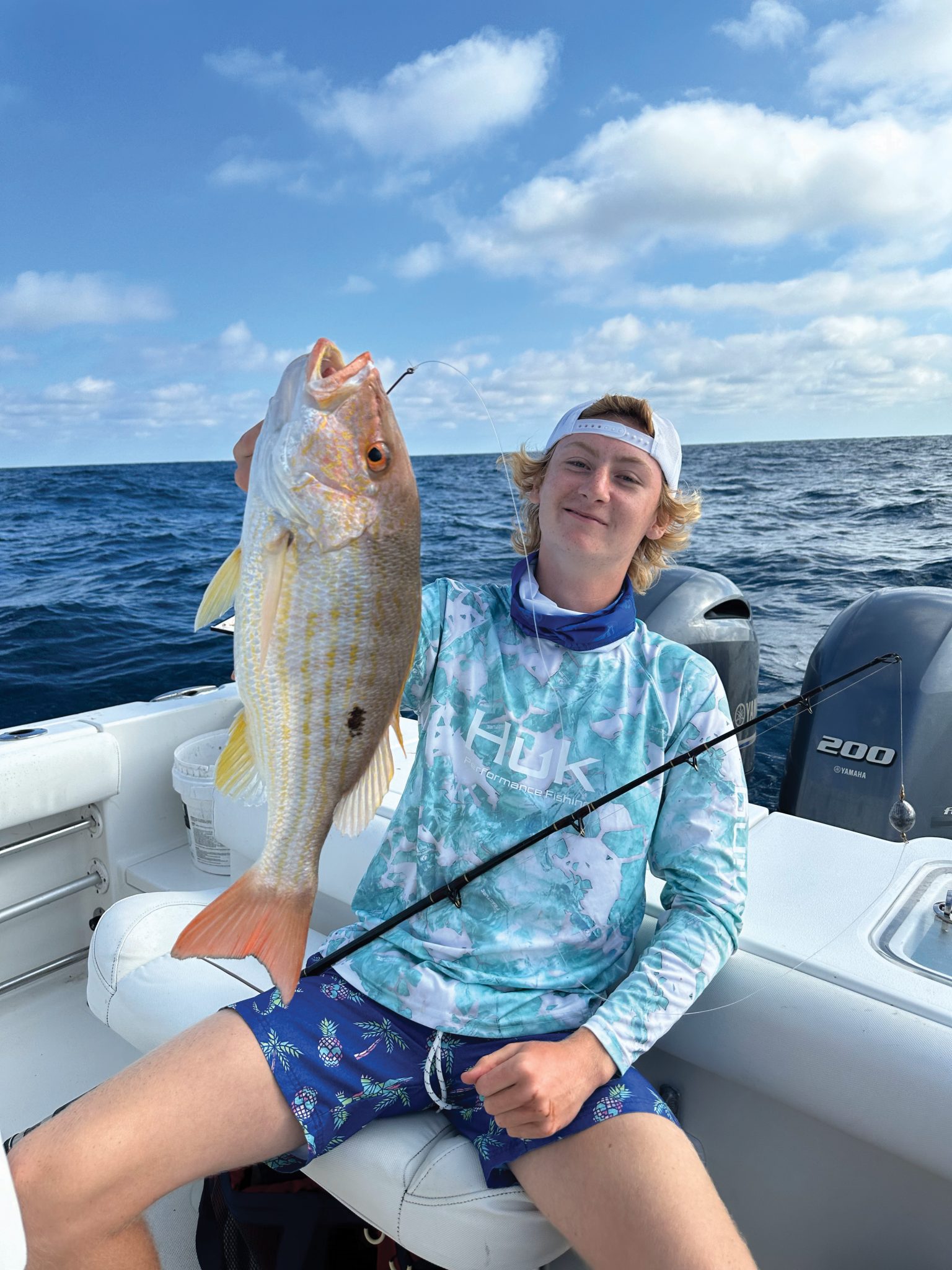 Emerson landed a 22” lane snapper in 75’ of water in the Gulf ...