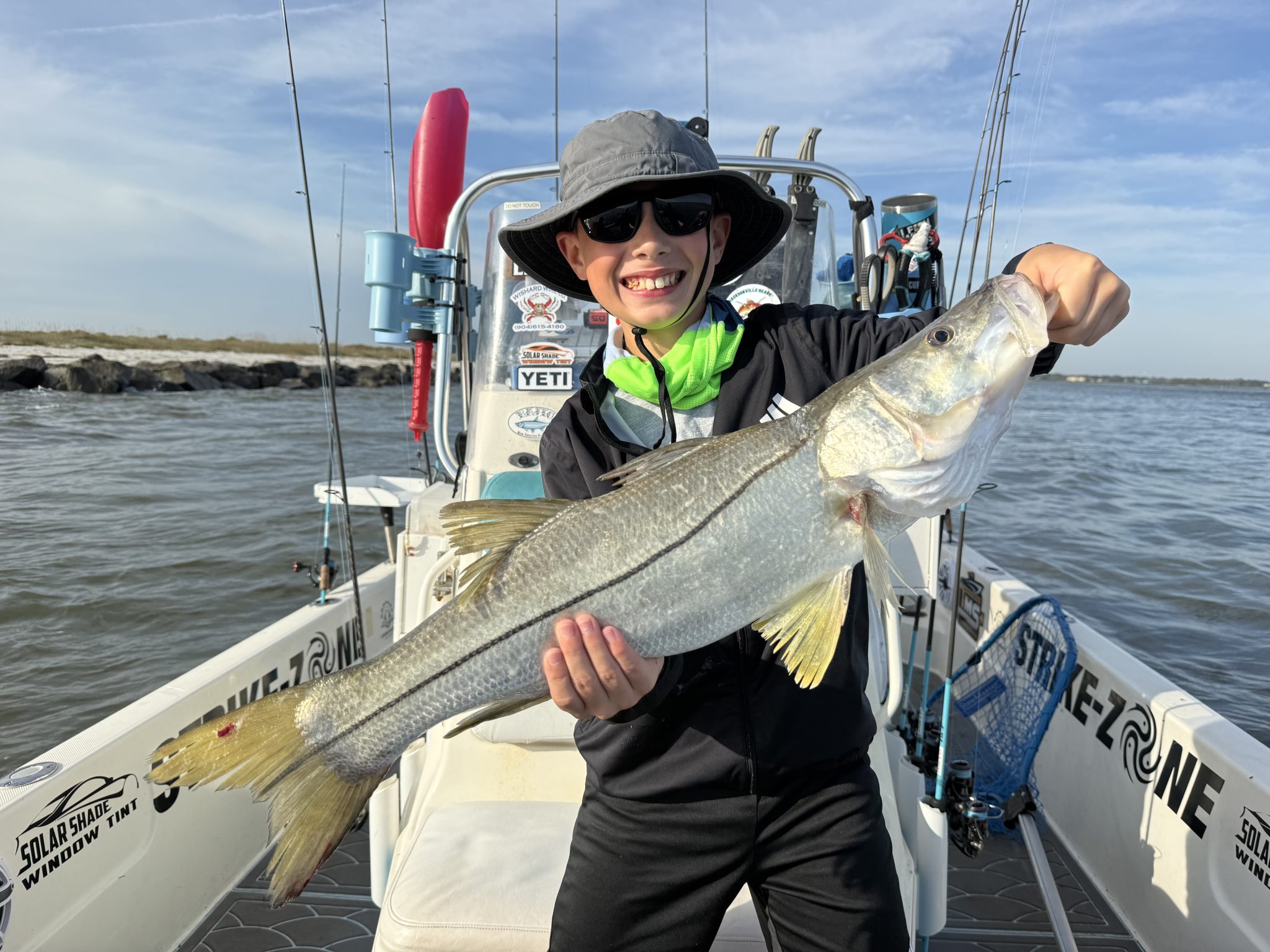 11 years old Isaac Duncan hooks first Snook in St. Augustine Inlet ...